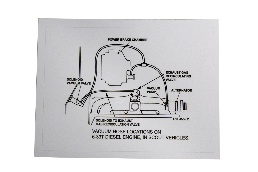 IH Parts America: Vacuum Hose Location Chart for SD33T Diesel Engine